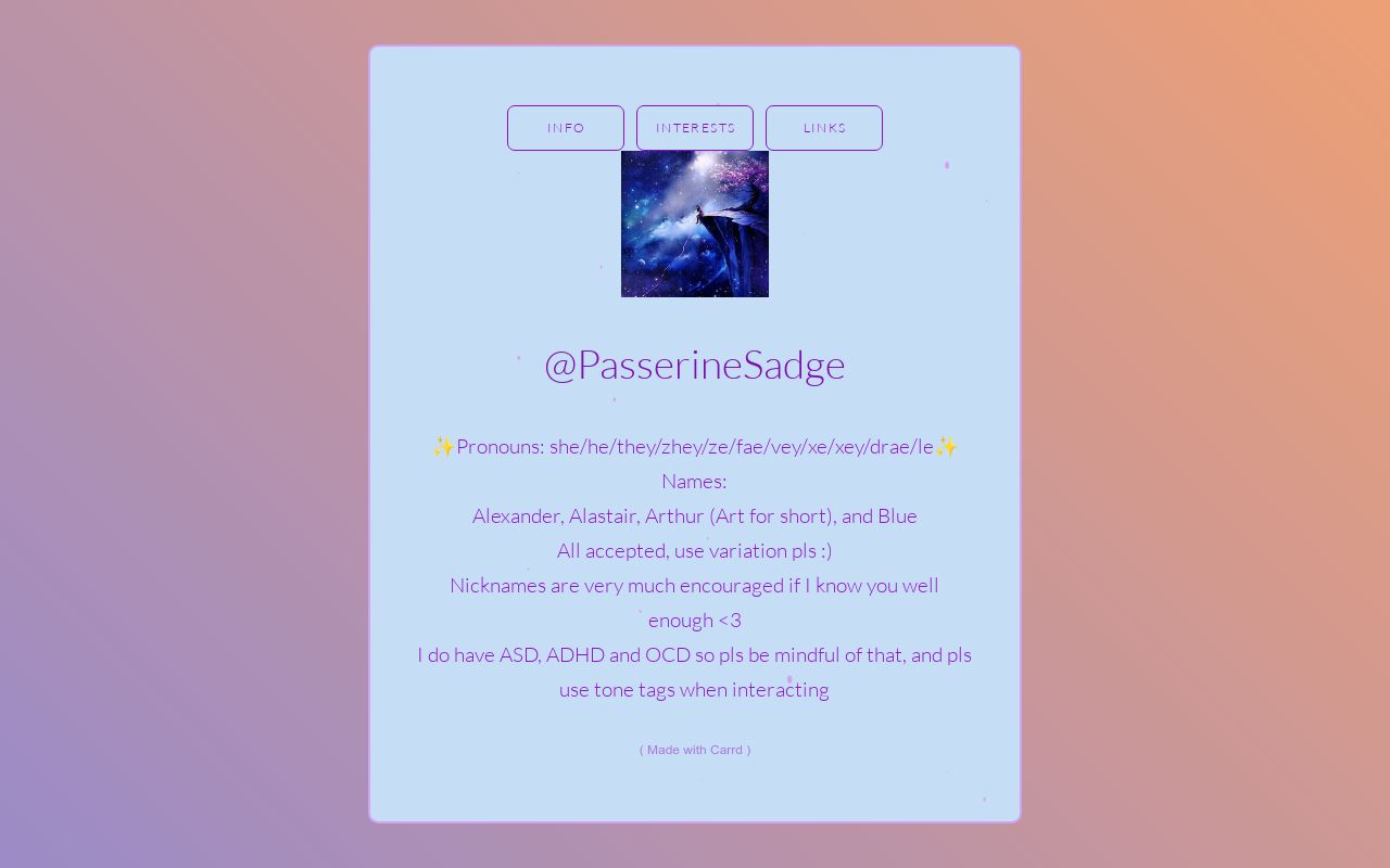 PasserineSadge carrd